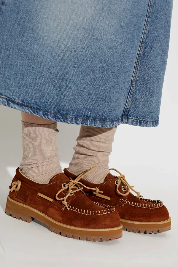 Moschino Suede Lace-up Flats