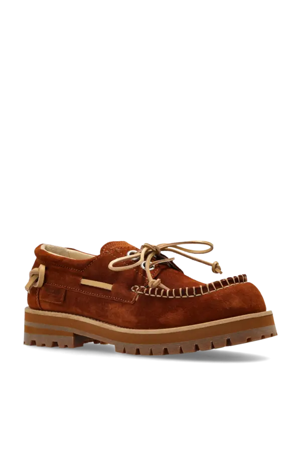 Moschino Suede Lace-up Flats