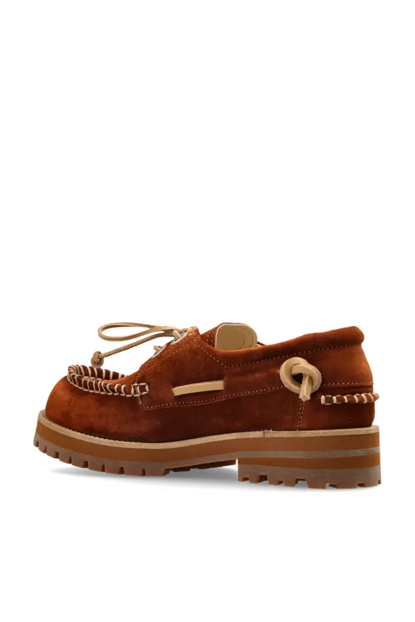 Moschino Suede Lace-up Flats