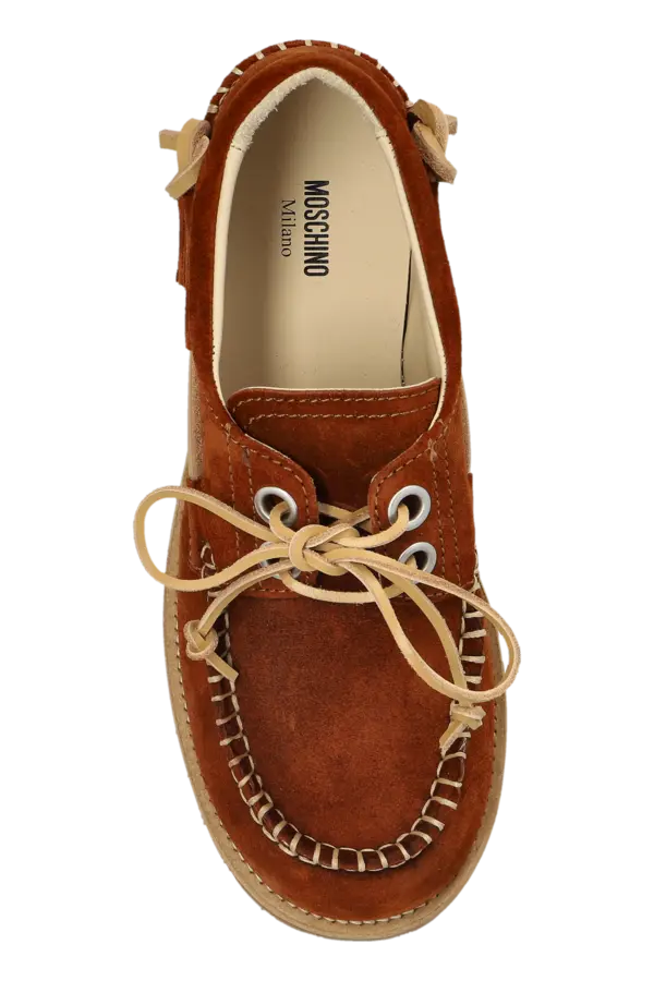 Moschino Suede Lace-up Flats