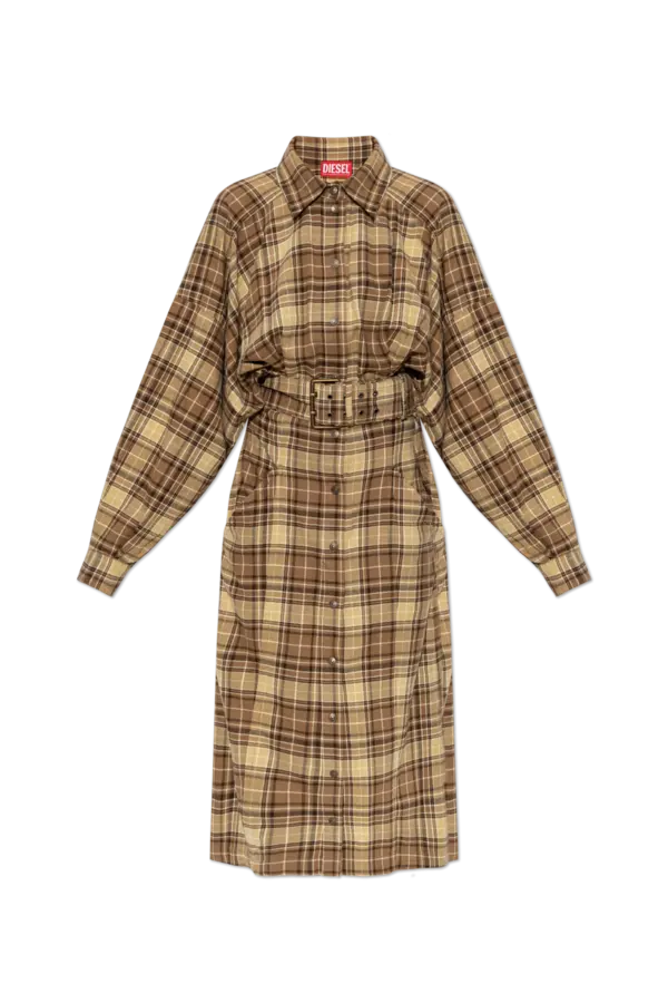 DIESEL® D-edalus Midi Shirt Dress With Belt In Check