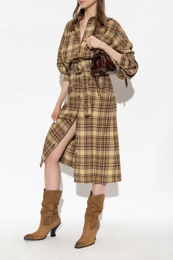 DIESEL® D-edalus Midi Shirt Dress With Belt In Check