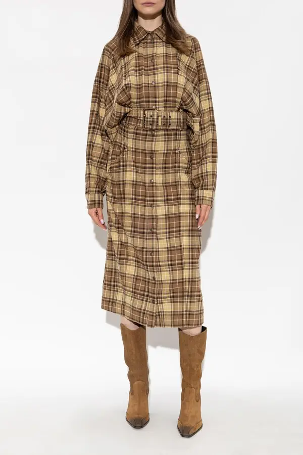 DIESEL® D-edalus Midi Shirt Dress With Belt In Check