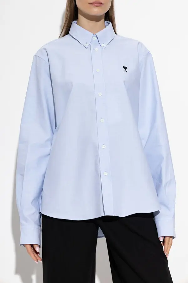AMI Paris Cotton Shirt With Embroidered Logo