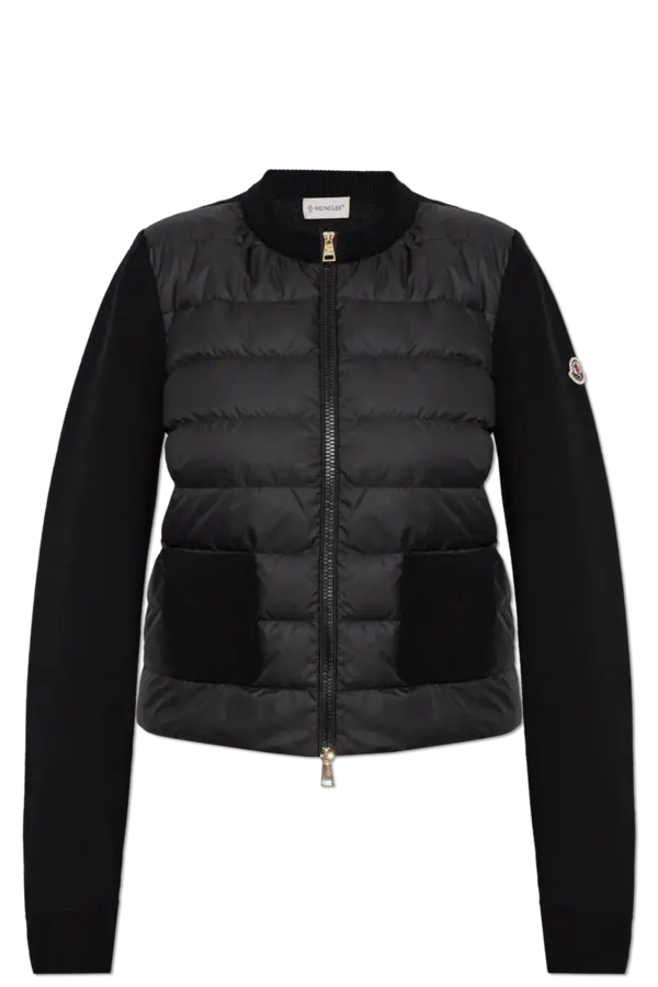 Moncler Cardigan With Quilted Front - Black
