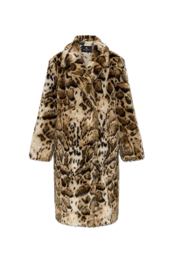 Etro Faux Fur Leopard Print Coat