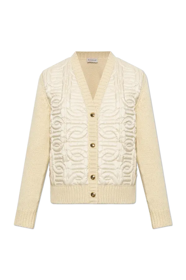 Moncler Cardigan With Quilted Front - Cream