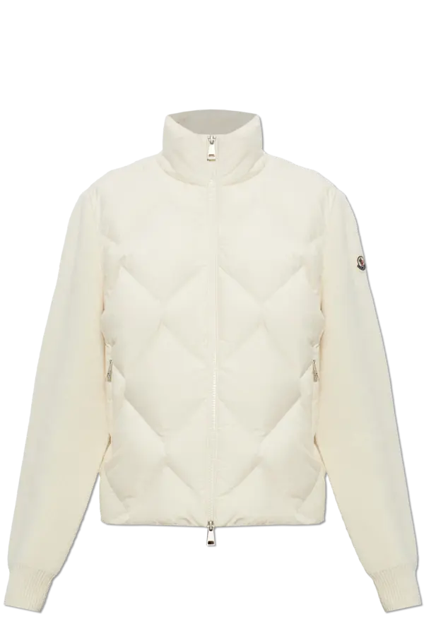 Moncler Quilted-front Cardigan With Gold-tone Buttons - Cream