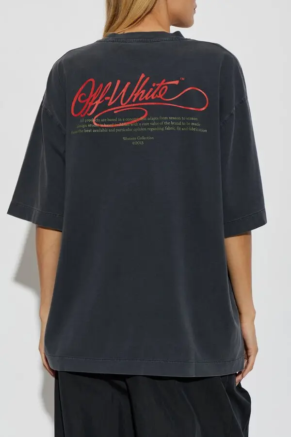 Off-White Cotton Oversized T-shirt With Floral Print