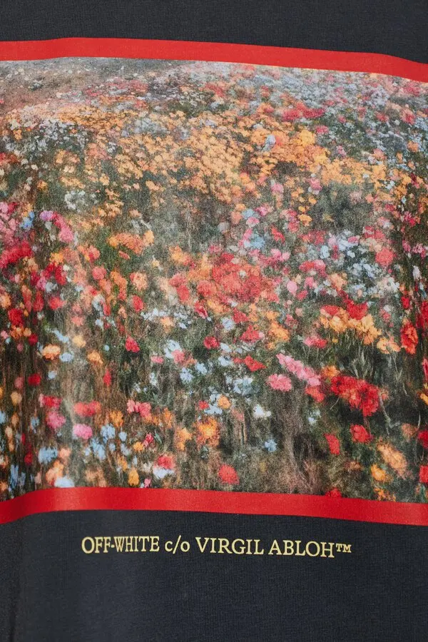 Off-White Cotton Oversized T-shirt With Floral Print