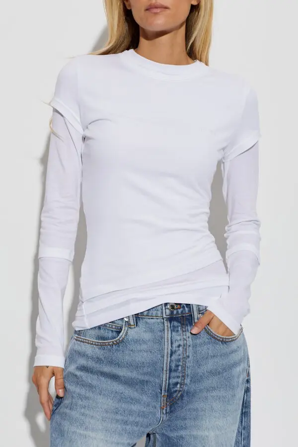 Alexander Wang Long Sleeve T-shirt With Layered Detail - White