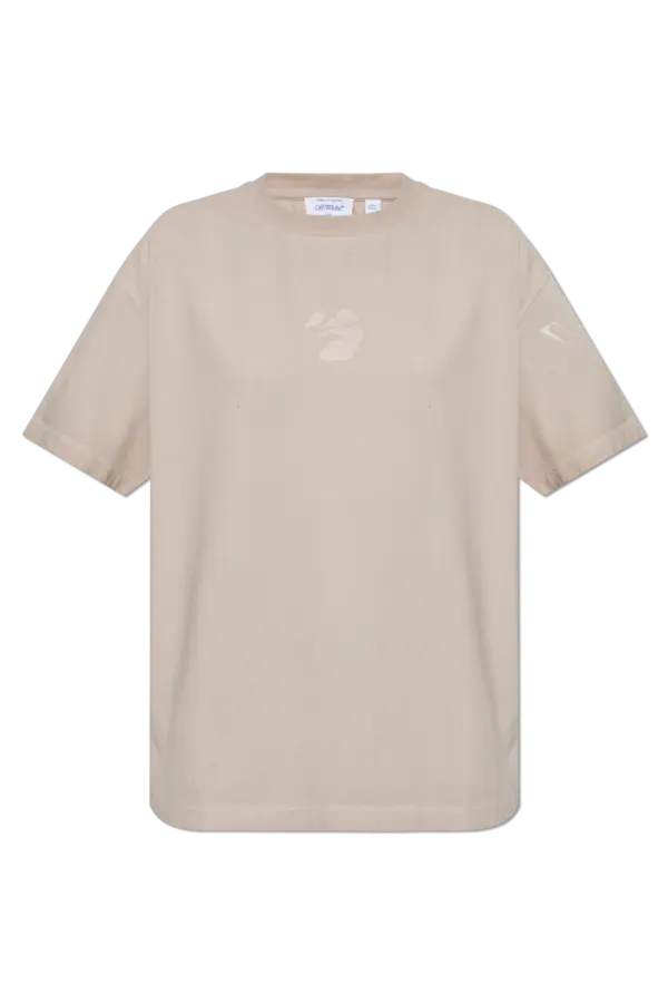 Off-White Loose-fit Cotton T-shirt With Tonal Logo - Cream
