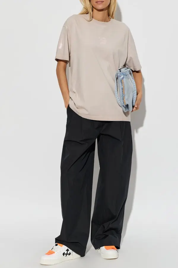 Off-White Loose-fit Cotton T-shirt With Tonal Logo - Cream