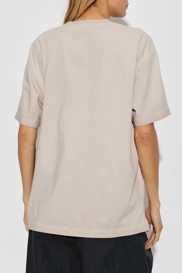 Off-White Loose-fit Cotton T-shirt With Tonal Logo - Cream