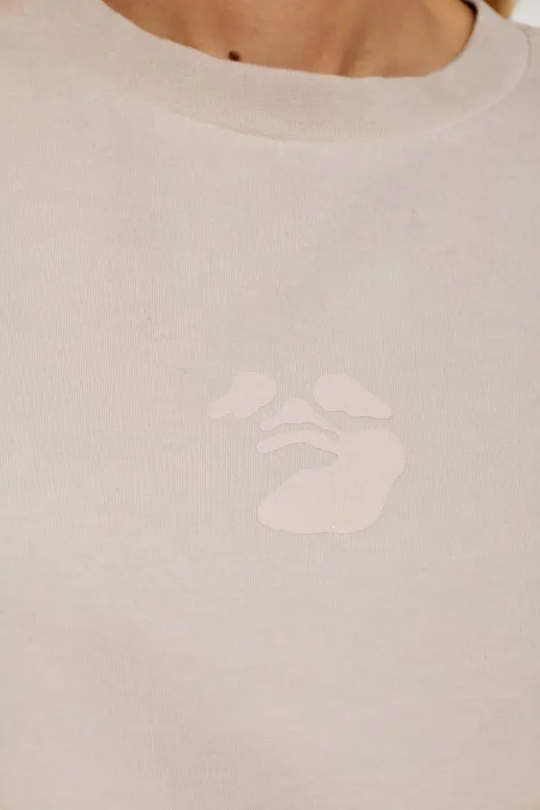 Off-White Loose-fit Cotton T-shirt With Tonal Logo - Cream