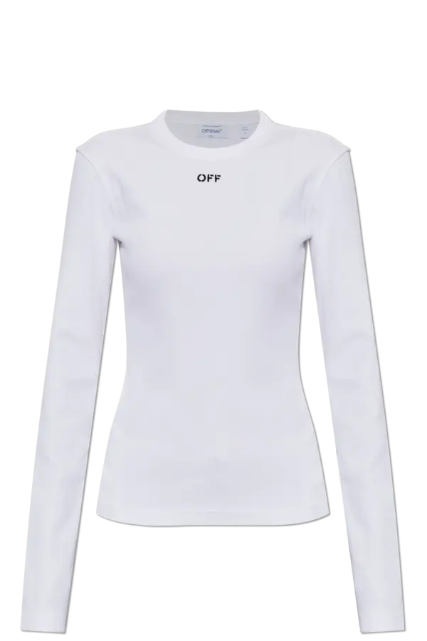 Off-White Ribbed Long Sleeve Crewneck Top