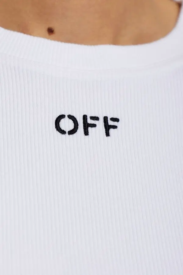 Off-White Ribbed Long Sleeve Crewneck Top