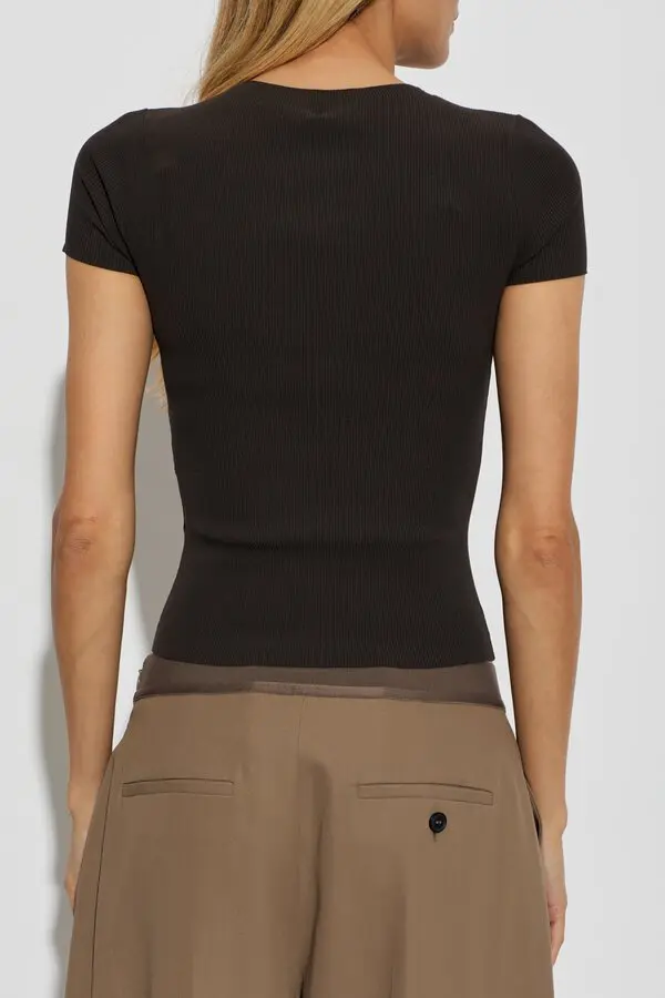 Alexander Wang Ribbed Knit "z" Logo Top