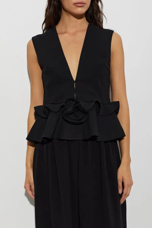 ROTATE BY BIRGER CHRISTENSEN Sleeveless Peplum Top With Rose Appliqu