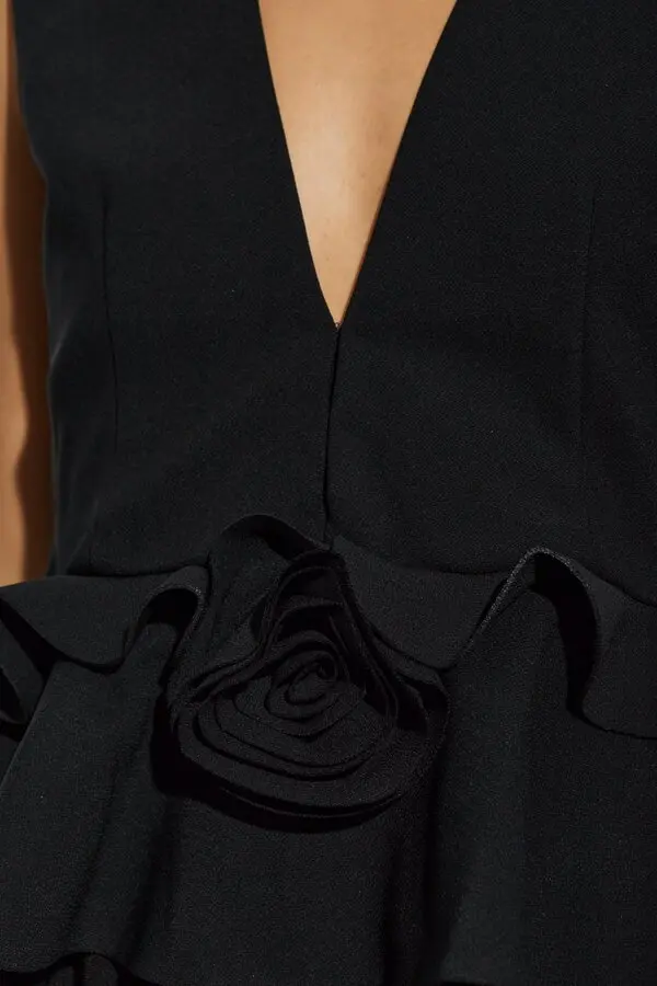 ROTATE BY BIRGER CHRISTENSEN Sleeveless Peplum Top With Rose Appliqu