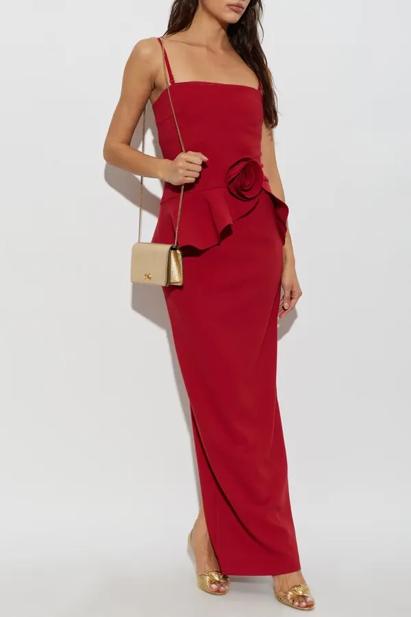 ROTATE BY BIRGER CHRISTENSEN Maxi Dress With Rose Applique And Peplum
