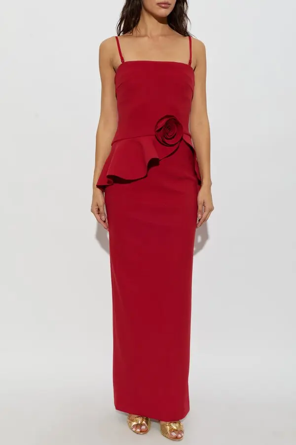 ROTATE BY BIRGER CHRISTENSEN Maxi Dress With Rose Applique And Peplum