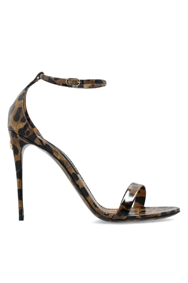 Dolce & Gabbana Leopard Print Leather Stiletto Sandals - Brown