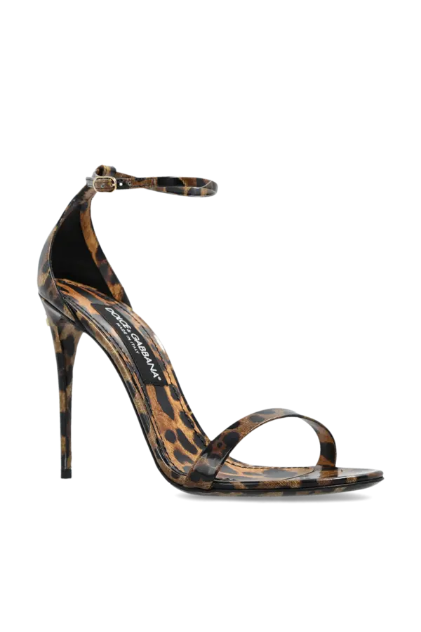 Dolce & Gabbana Leopard Print Leather Stiletto Sandals - Brown