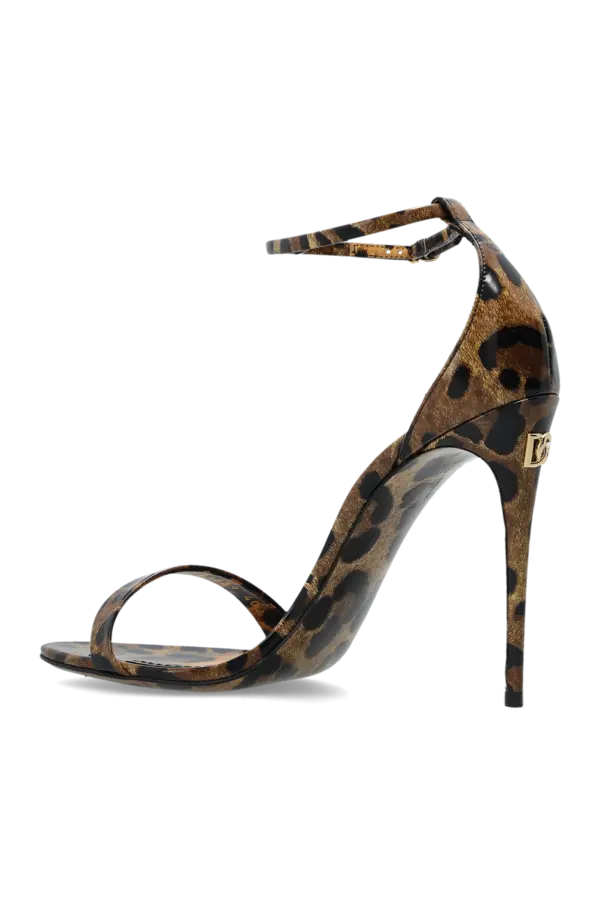 Dolce & Gabbana Leopard Print Leather Stiletto Sandals - Brown