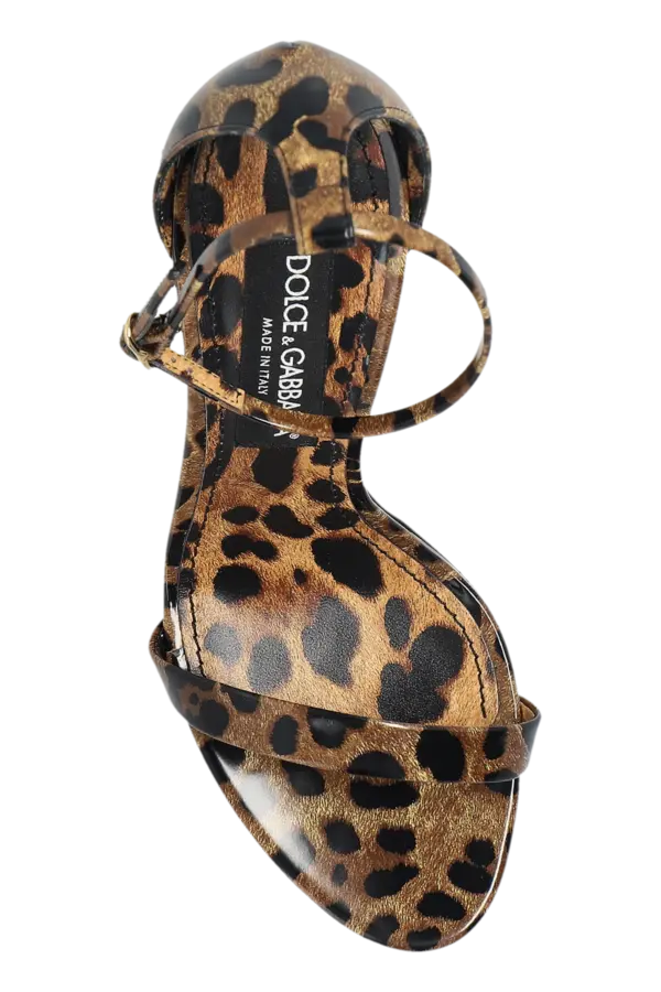 Dolce & Gabbana Leopard Print Leather Stiletto Sandals - Brown