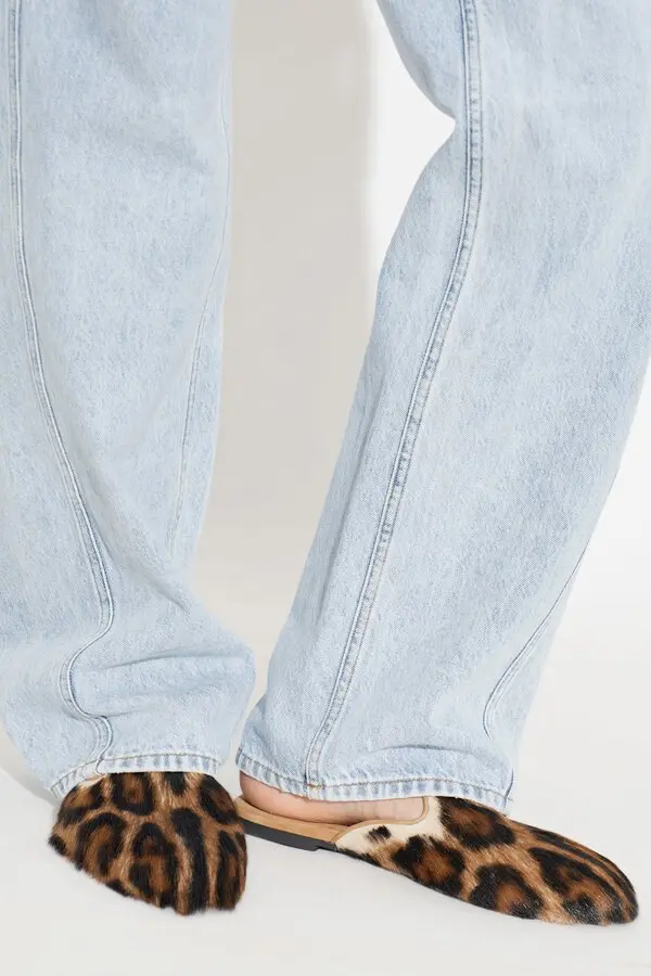 Dolce & Gabbana Leopard-print Faux Fur Slides - Brown