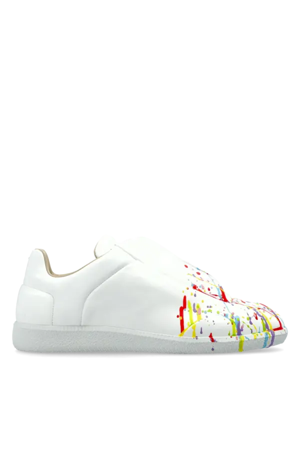 MAISON MARGIELA Leather Sneakers With Paint Splatter Detail