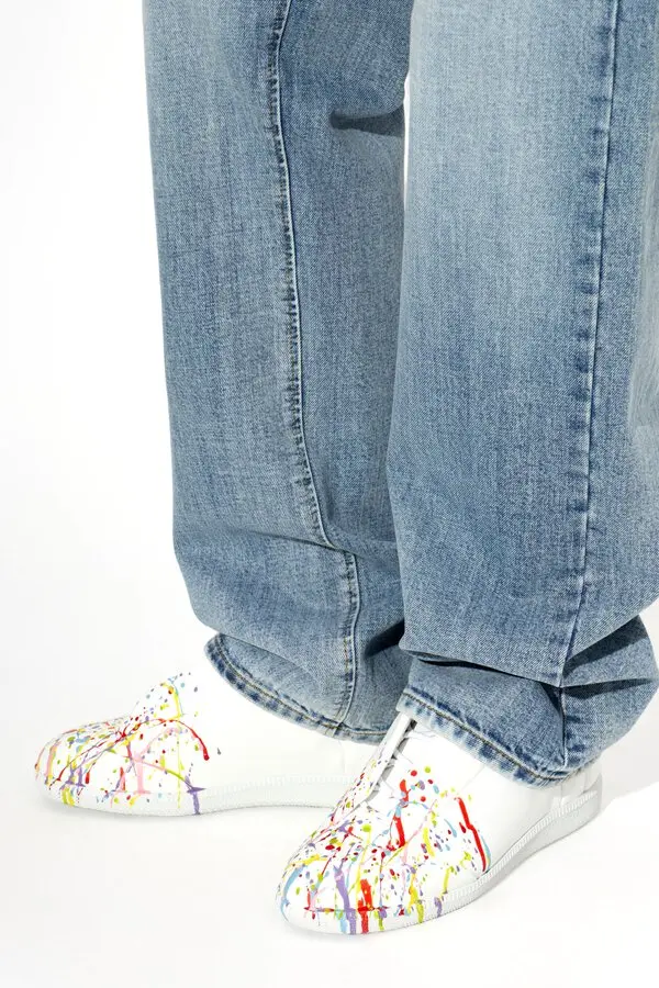 MAISON MARGIELA Leather Sneakers With Paint Splatter Detail