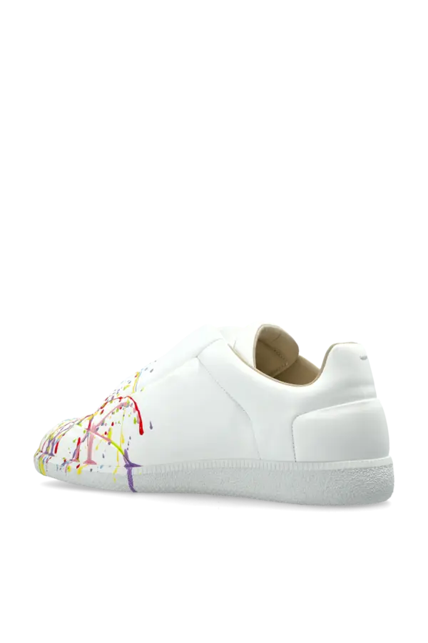 MAISON MARGIELA Leather Sneakers With Paint Splatter Detail