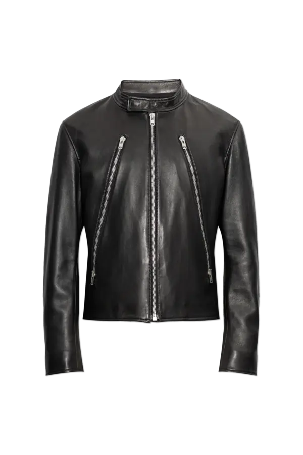 MAISON MARGIELA Leather Zip-up Jacket - Black