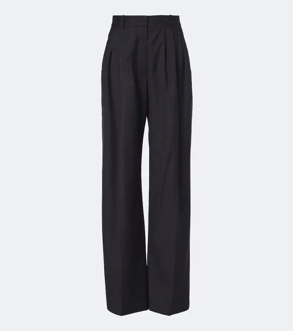 THE ROW Daniela Virgin Wool Wide-leg Pants In Dark Navy - Blue