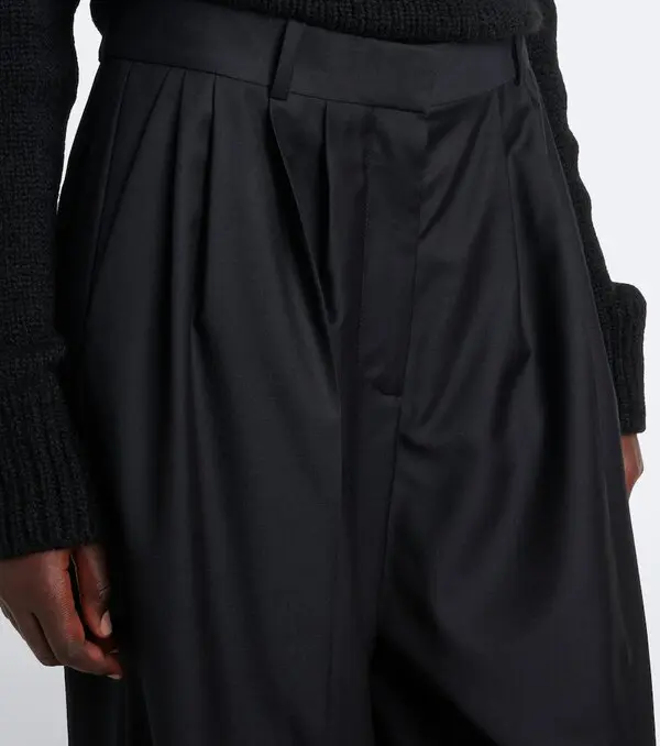 THE ROW Daniela Virgin Wool Wide-leg Pants In Dark Navy
