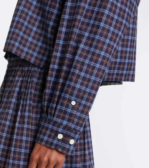 Miu Miu Logo Plaid Cotton Shirt
