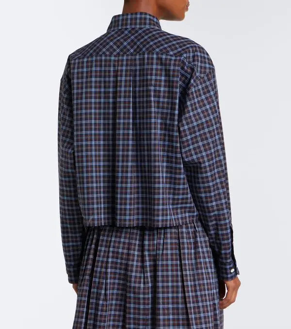 Miu Miu Logo Plaid Cotton Shirt