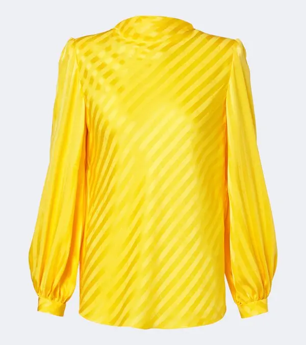 Valentino Garavani Vlogo Striped Silk Jacquard Blouse