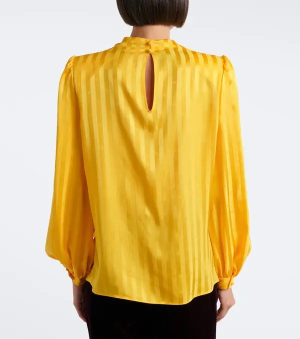 Valentino Garavani Vlogo Striped Silk Jacquard Blouse