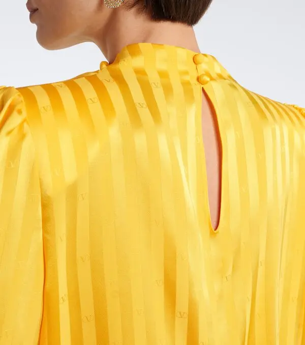 Valentino Garavani Vlogo Striped Silk Jacquard Blouse