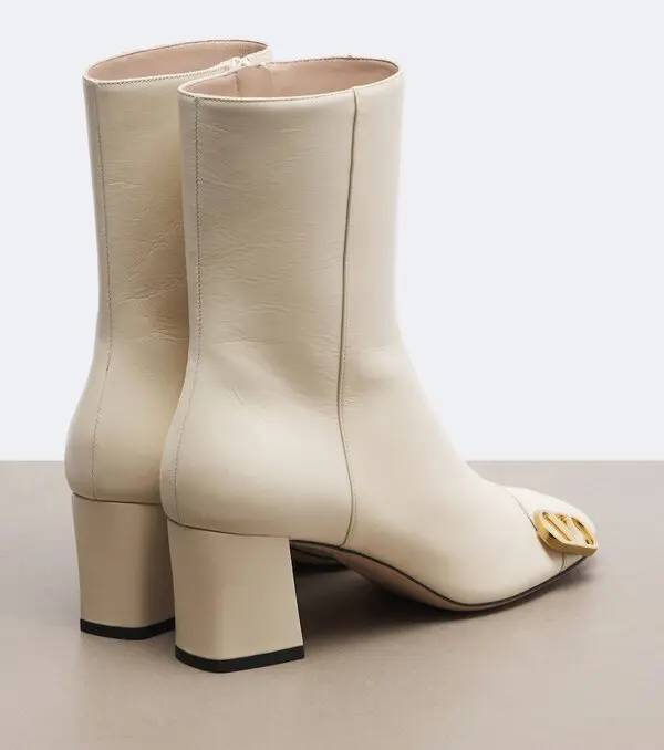 Valentino Garavani V-logo Leather Ankle Boots - White