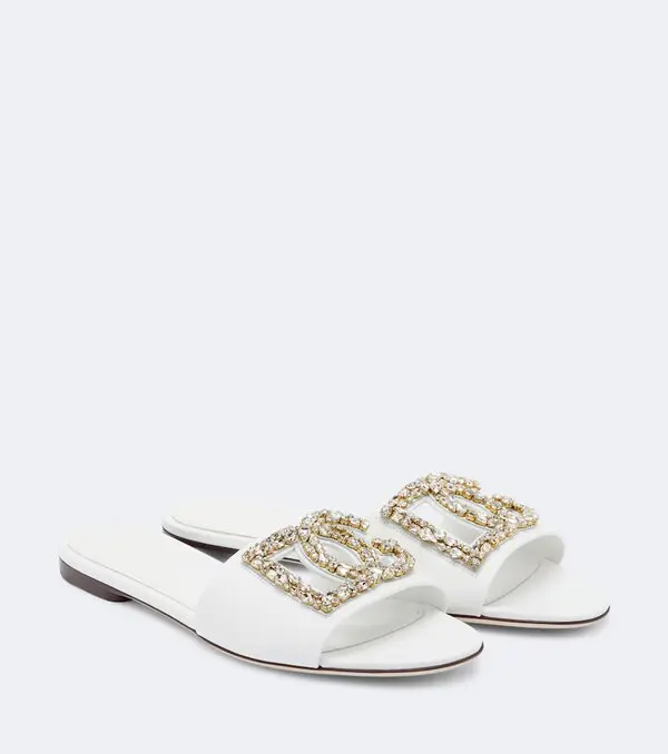 Dolce & Gabbana Dg Embellished Leather Slides