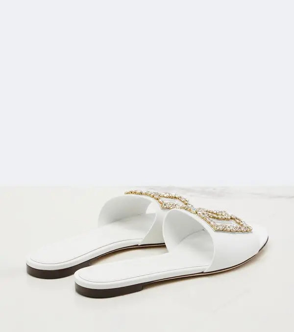 Dolce & Gabbana Dg Embellished Leather Slides
