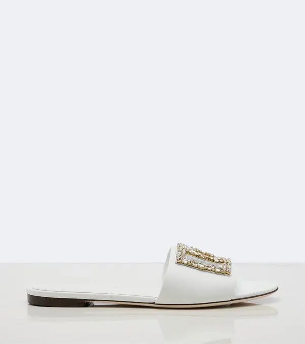 Dolce & Gabbana Dg Embellished Leather Slides