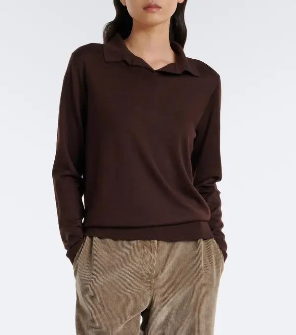 THE ROW Pauli Polo Sweater - Brown