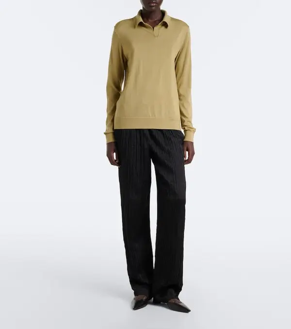 THE ROW Pauli Wool And Silk Polo Sweater