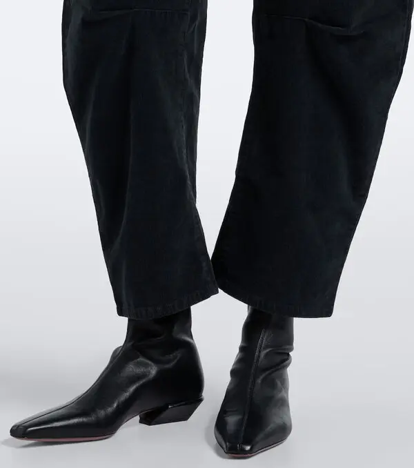 NILI LOTAN Shon" Cotton-blend Corduroy Barrel-leg Pants - Black