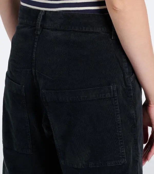 NILI LOTAN Shon" Cotton-blend Corduroy Barrel-leg Pants - Black